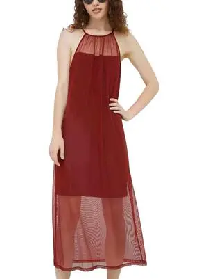 Dkny Halterneck Midi Dress - Red