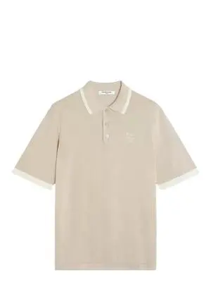 Maison Kitsuné Button-up Contrast-trim Polo Shirt - Neutrals