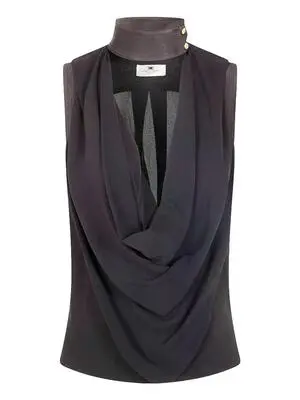 Elisabetta Franchi Cowl-neck Sleeveless Blouse - Grey