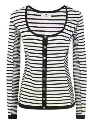 Elisabetta Franchi Buttoned Striped Cardigan - White