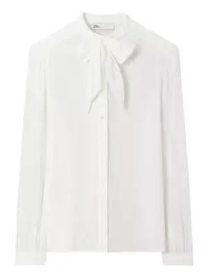 Tory Burch Georgette Bow Shirt - White