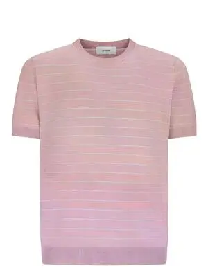 LARDINI Striped Short-sleeve T-shirt - Pink