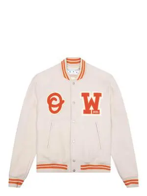 Off-White Patch Varsity Jacket - Cream