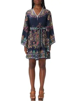 Etro Paisley Print Silk Twill Mini Dress - Blue