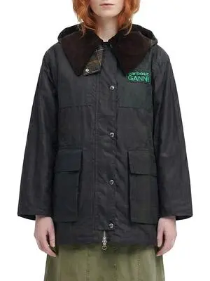 BARBOUR X GANNI Barbour X Ganni Checked Hooded Jacket Black