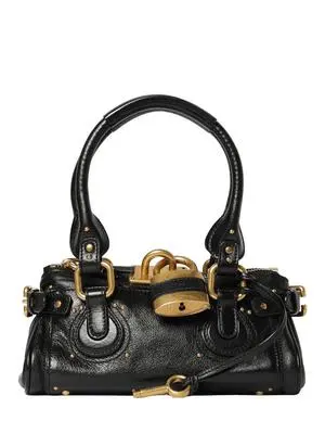 Chloé Paddington Handbag In Leather With Padlock And Studs - Black