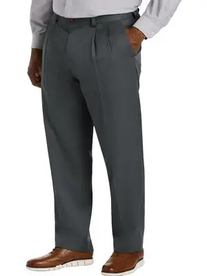 B+T ESSENTIALS Big & Tall Pleated Microfiber Dress Pants Dark Grey