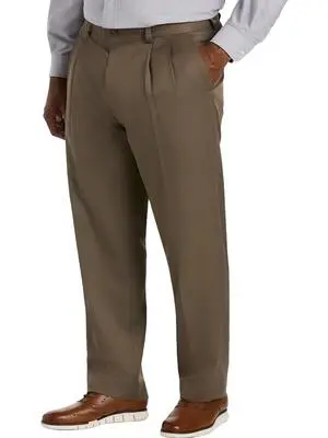 B+T ESSENTIALS Big & Tall Pleated Microfiber Dress Pants Dark Khaki