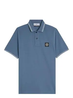 Stone Island Compass Patch Polo Shirt - Blue