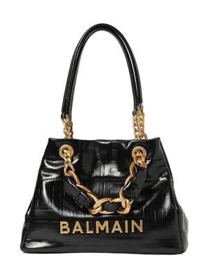 Balmain Shoulder Bag With Gold Tone Chain - Black