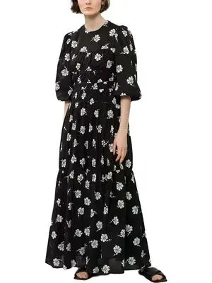 IVY OAK Floral Tiered Maxi Dress - Black