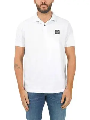 Stone Island Button Logo-patch Polo Shirt - White