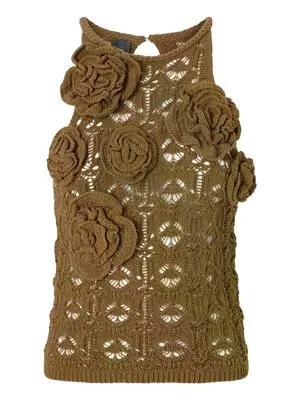 Pinko Floral Crochet Tank - Brown
