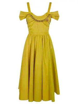 Elisabetta Franchi Jewel-chain Midi Dress - Yellow