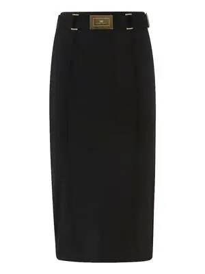 Elisabetta Franchi Logo-detail Midi Skirt - Black