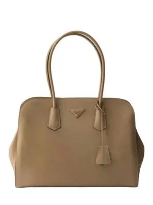 Prada Large Leather Tote - Neutrals