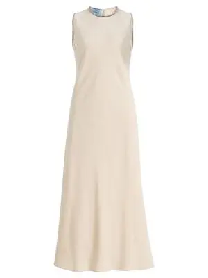 Prada Crystal-trimmed Sablé Midi Dress - Ivory