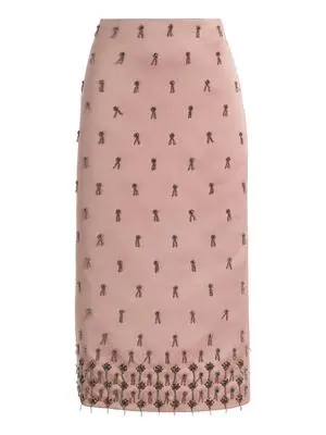Alexis Luisa Beaded Satin Midi Skirt - Pink