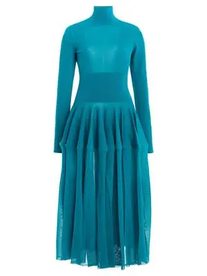 Alaïa Peplum Jersey Maxi Dress - Blue
