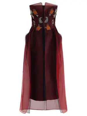 MATICEVSKI Dragonfly Beaded Silk-Organza Midi Dress