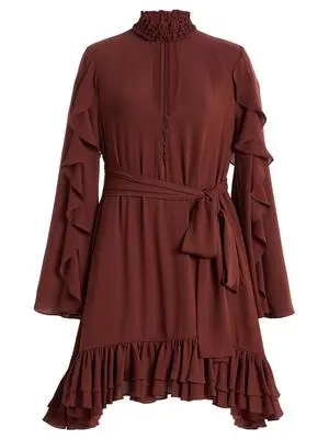 Alexis Crepe Mini Dress - Brown