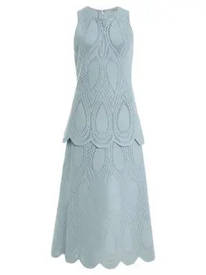 Alexis Zandra Pointelle-knit Midi Dress - Blue