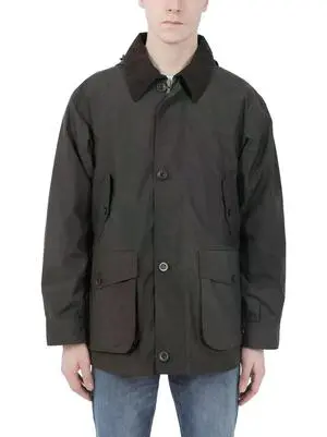 Nanamica Hooded Jacket With Corduroy Collar - Green