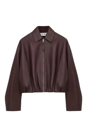 Loewe Leather Draped Bomber Jacket - Burgundy