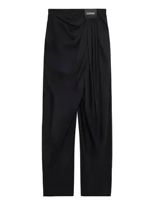 Loewe Silk Draped Wide-leg Trousers - Black