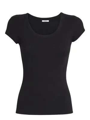 JOSEPH Stretch-cotton Ribbed Top - Black