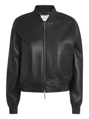 JOSEPH Leather Quinn Bomber Jacket - Black