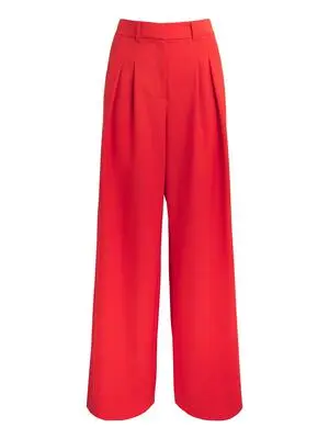 ME+EM Wool Pleated Wide-leg Trousers - Red