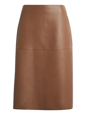 JOSEPH Nappa Leather Niven A-line Skirt - Brown