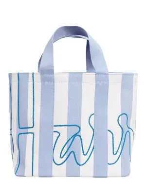 Harrods Mini Stripe Logo Tote Bag - Blue