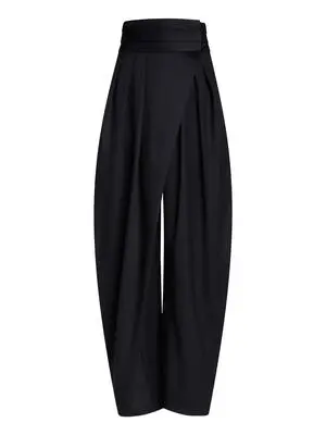 Alaïa Virgin Wool-silk Tuxedo Round Trousers - Black