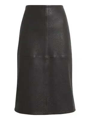 JOSEPH Leather Shroff Midi Skirt - Brown