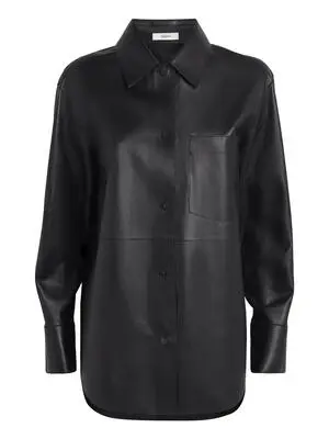 JOSEPH Penna Leather Overshirt - Black