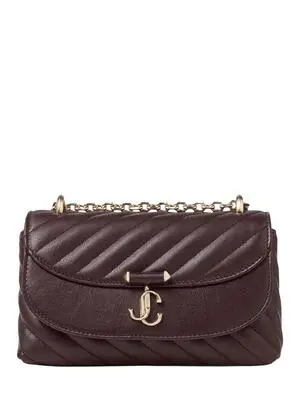 JIMMY CHOO Medium Quilted Leather Curve Cross-body Bag - Burgundy
