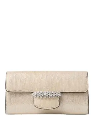 JIMMY CHOO Bing Leather Wallet With Chain - Gold