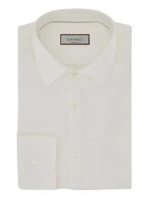 Canali Regular Fit Cotton And Cashmere Blend Casual Shirt - White