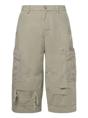 Balenciaga Cropped Cotton Cargo Pants - Beige
