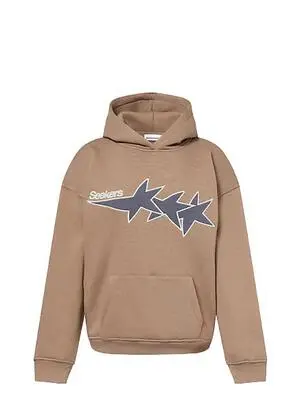 SISTERS & SEEKERS Star Embroidered Cotton-blend Hoodie - Mid Brown