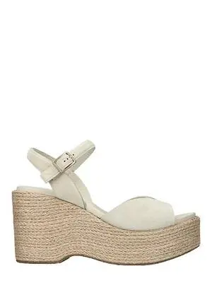 PEDRO GARCIA Doina Wedge Leather Espadrille Heeled Sandals - Beige