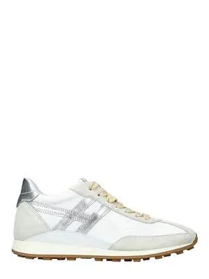 Hogan H699 Leather And Suede Trainers - Silver Com
