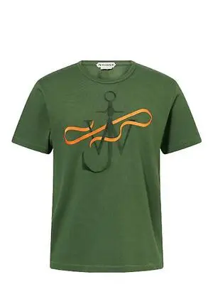 JW Anderson Ribbon Anchor Crewneck Cotton-jersey T-shirt - Green