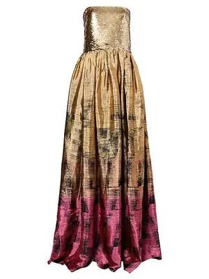 DIMA AYAD Woven Strapless Maxi Dress - Pinkgold