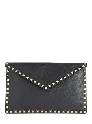 Valentino Garavani Rockstud Leather Clutch - Nero