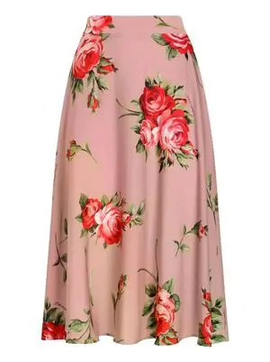 Dolce & Gabbana Floral A-line Midi Skirt - Pink