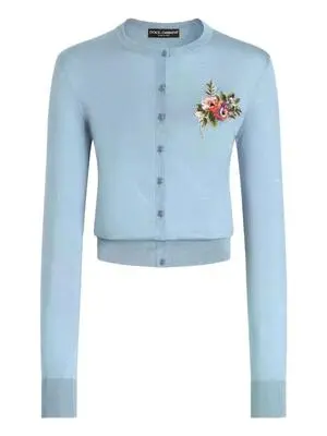 Dolce & Gabbana Floral-appliqué Cardigan - Blue