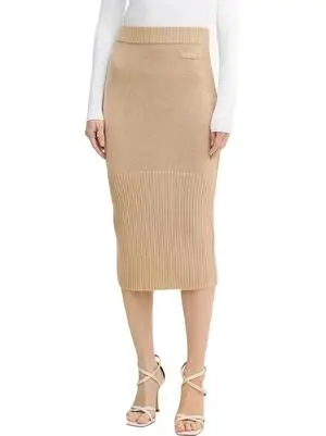 Armani Exchange Ribbed Midi Skirt - Neutrals